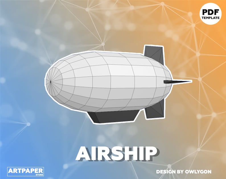 Papercraft Airship airplane 3D Low Poly Paper Sculpture DIY | Etsy