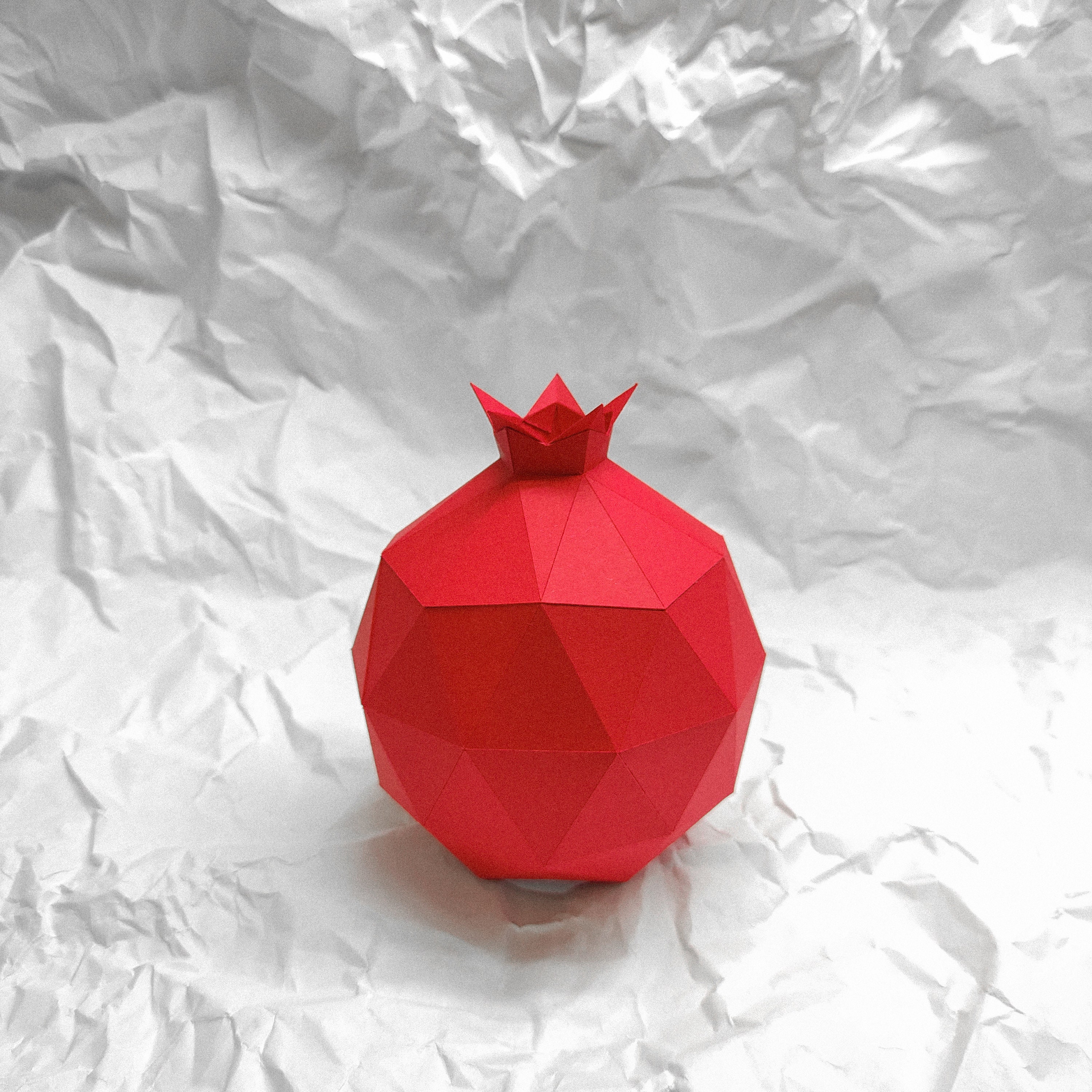 Papercraft Pomegranate Vegatable 3D Low Poly Paper Sculpture | Etsy