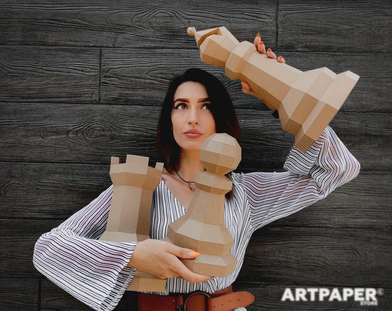 Papercraft Chess Pieces: King, Queen, Bishop Template (DIY Pepakura ...