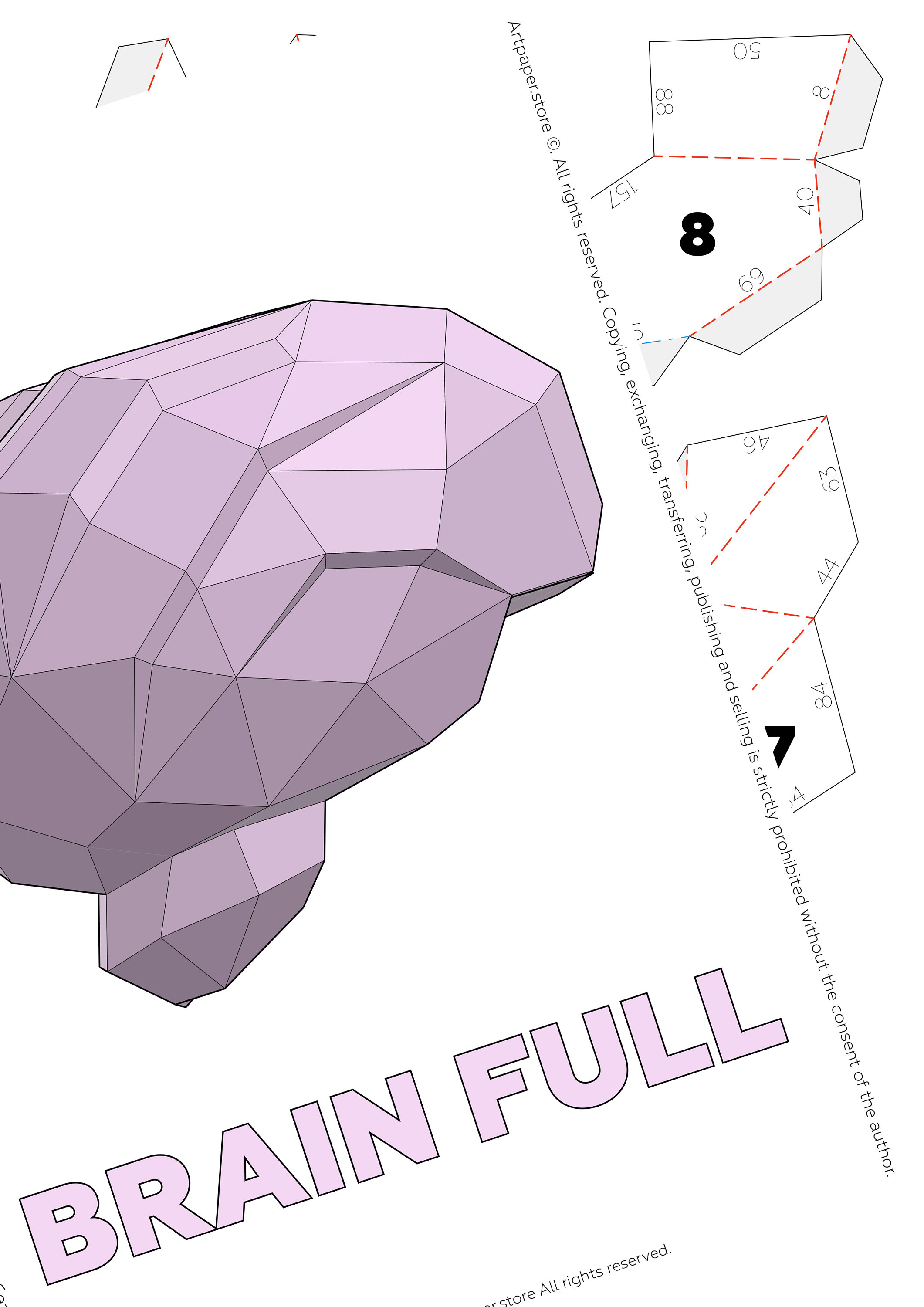 Papercraft Human Brain Valentines Day 3D Low Poly Paper - Etsy
