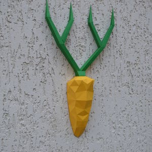 Papercraft Carrot Vegatable 3D Low Poly Paper Sculpture DIY Gift Wall ...