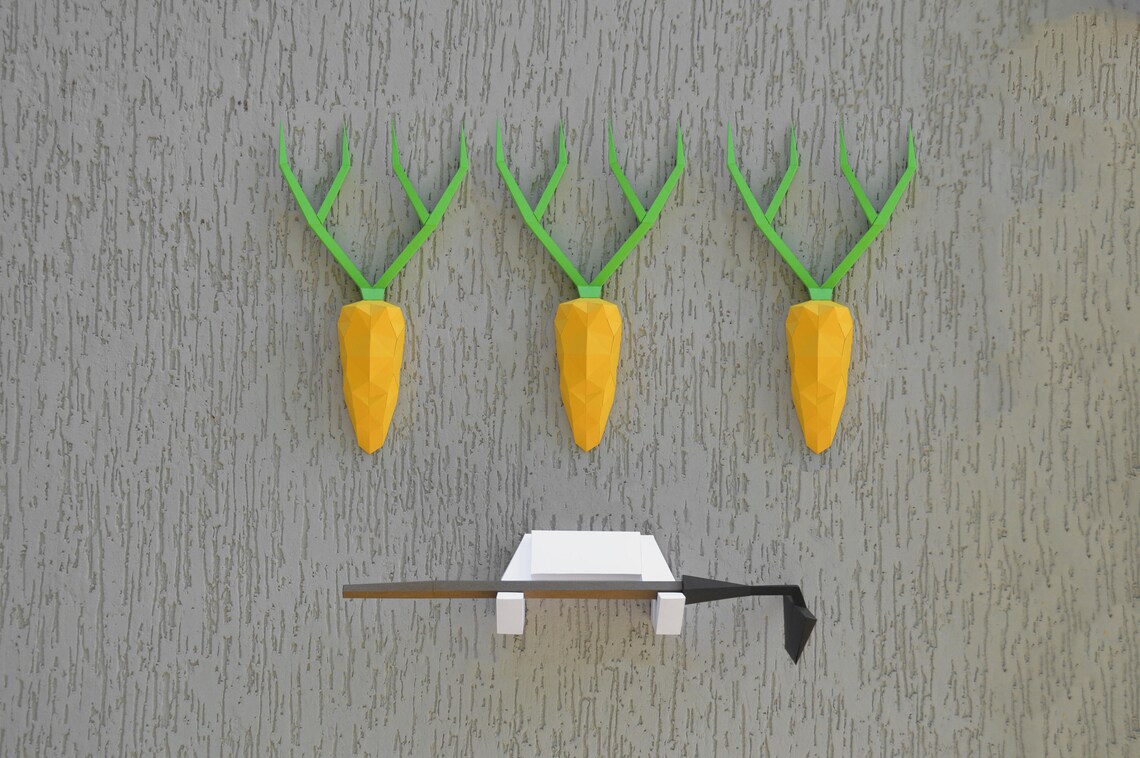 Papercraft Hoe Vegatable 3D Low Poly Paper Sculpture DIY Gift | Etsy