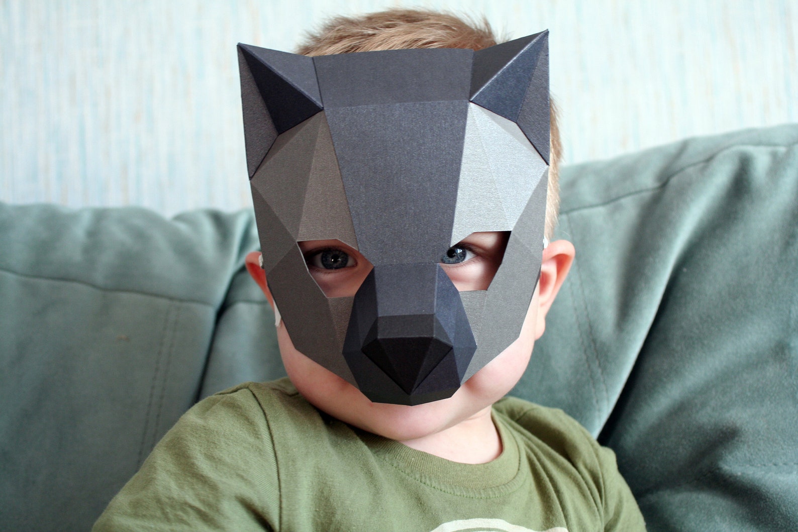 Papercraft Wolf Half Mask Animal 3D Low Poly Paper Sculpture - Etsy