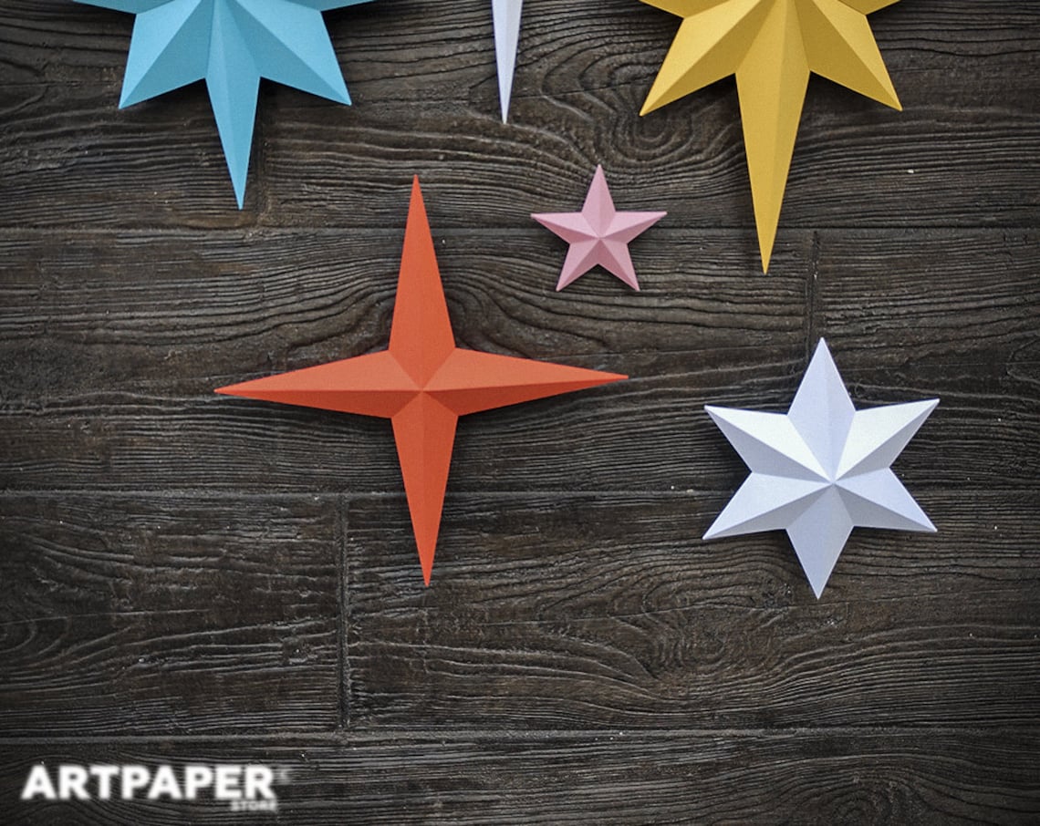 Papercraft Stars Christmas Stars Low Poly Stars Papercraft - Etsy