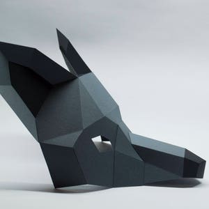 Papercraft Wolf Half Mask Animal 3D Low Poly Paper Sculpture DIY Gift ...