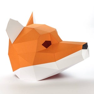 Papercraft Fox Mask Animal 3D Low Poly Paper Sculpture DIY Gift Wall ...