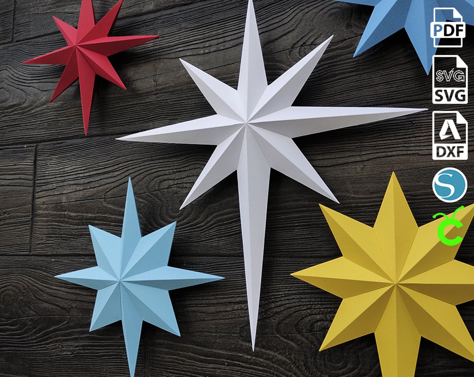 Papercraft Stars Christmas Stars Low Poly Stars Papercraft - Etsy