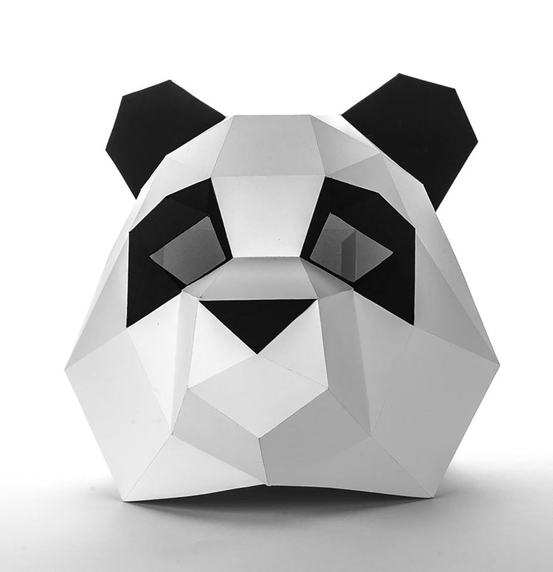 Papercraft Panda Mask Animal 3D Low Poly Paper Sculpture DIY - Etsy