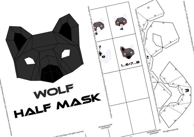 Papercraft Wolf & Fox Half Mask: 3D Low Poly DIY (PDF Pattern) - Etsy