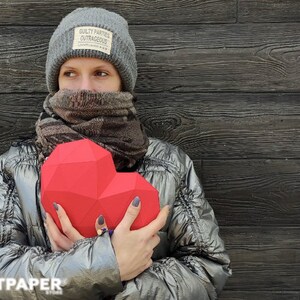 Papercraft Red Full Heart Valentines Day 3D Low Poly Paper Sculpture ...