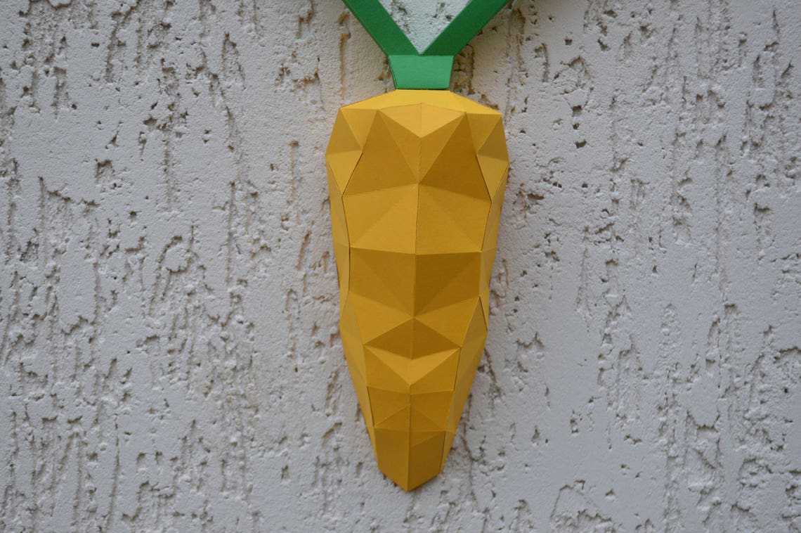 Papercraft Carrot Vegatable 3D Low Poly Paper Sculpture DIY - Etsy