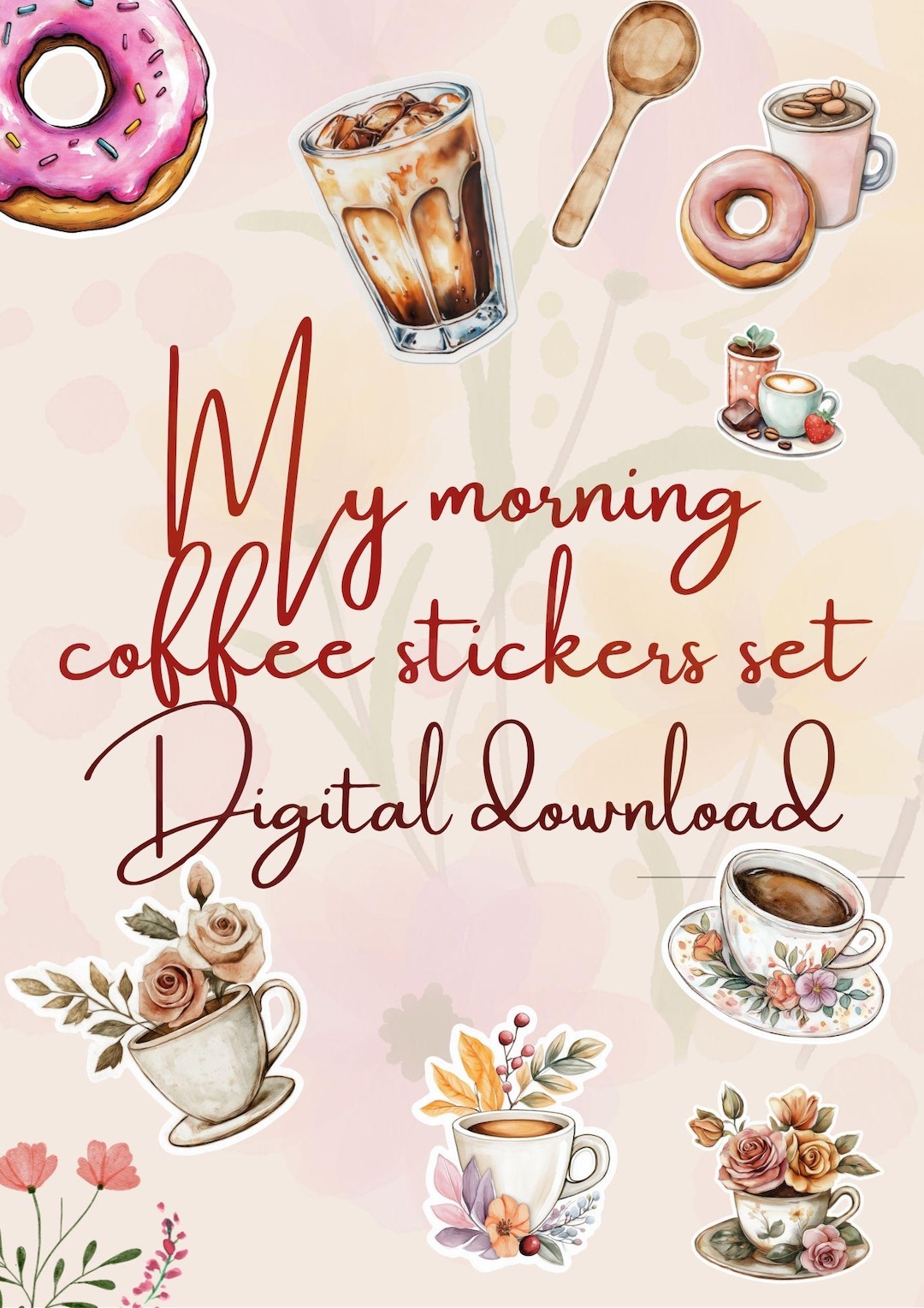 My Morning Coffee Stickers Pack – 20 Pngs (digital Download) and ...