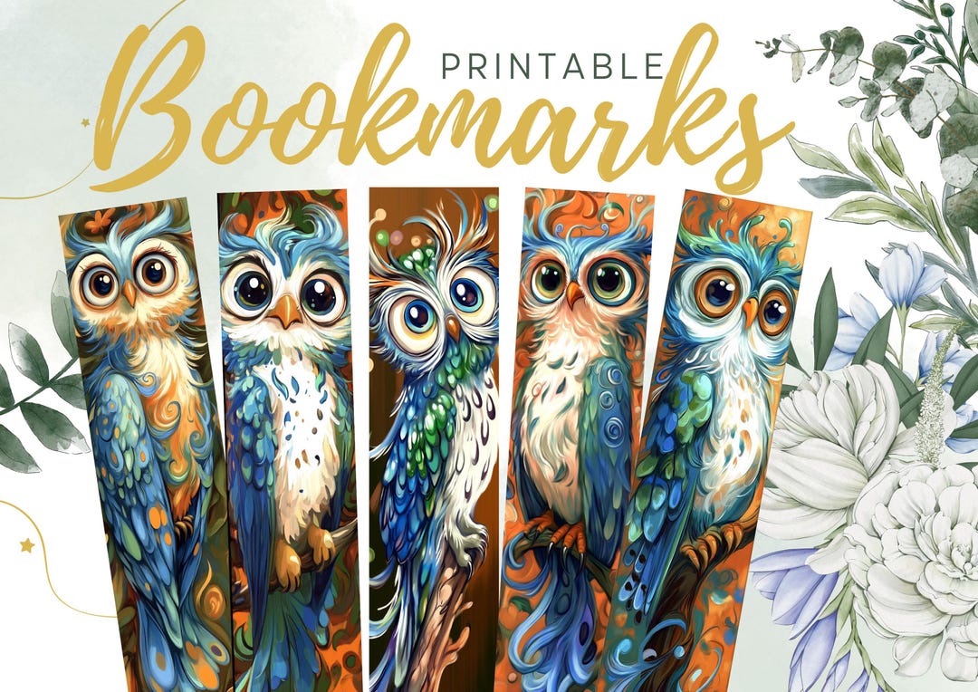 Enchanted Forest Owl Bookmarks: Cartoon Style (digital Download) - Etsy