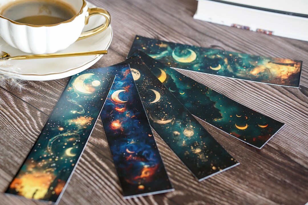 Cosmic Bookmark Set: Dreamy Moon & Stars (digital Download) - Etsy