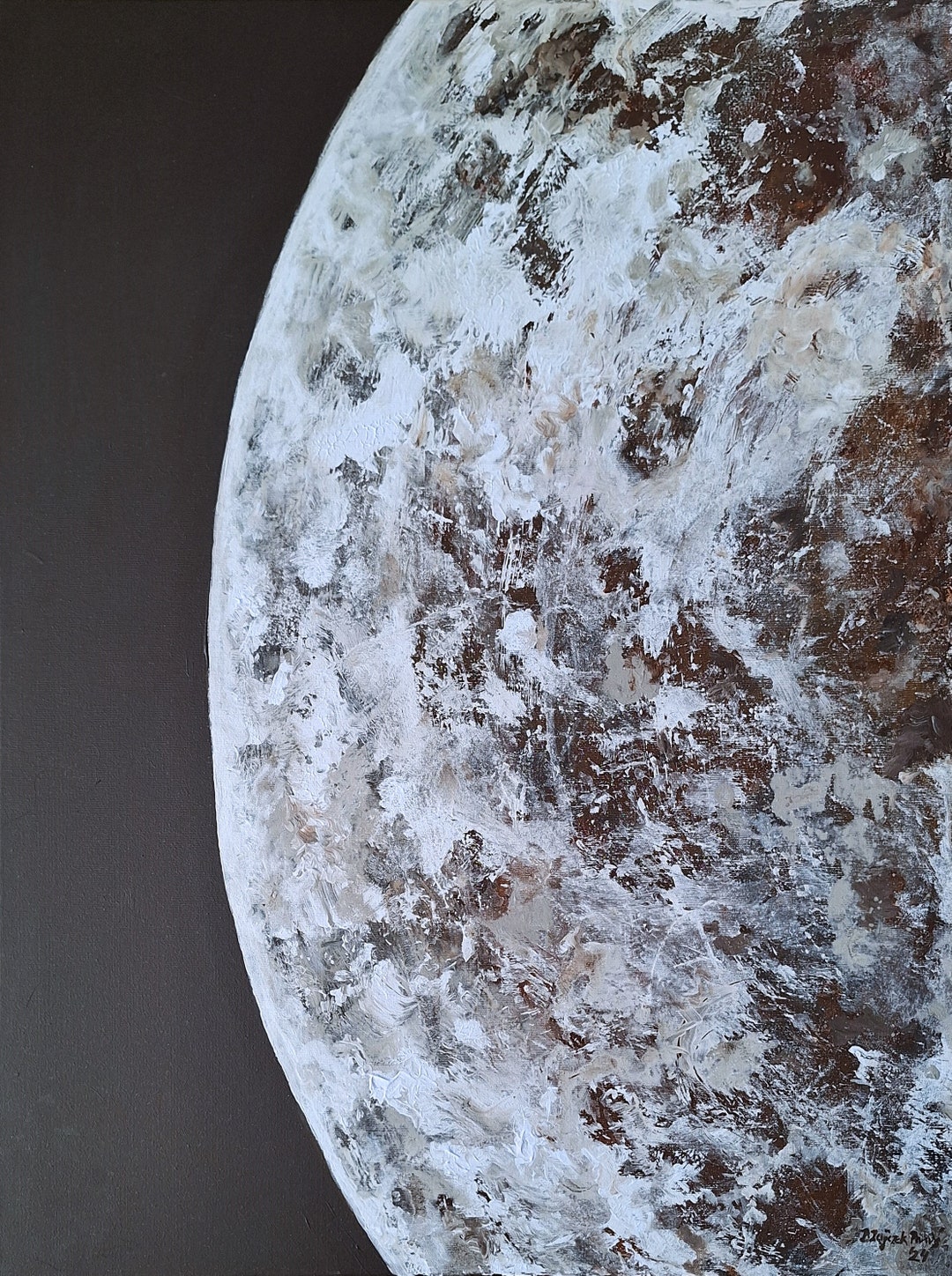 Moon Painting, Expressionist Moon Painting, Lunar Painting, Space Art ...