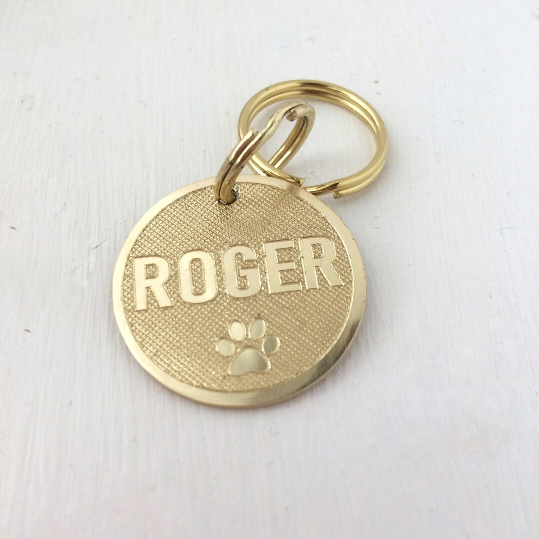Dog ID Name Tag With Paw Print, Personalised Double Sided - Etsy