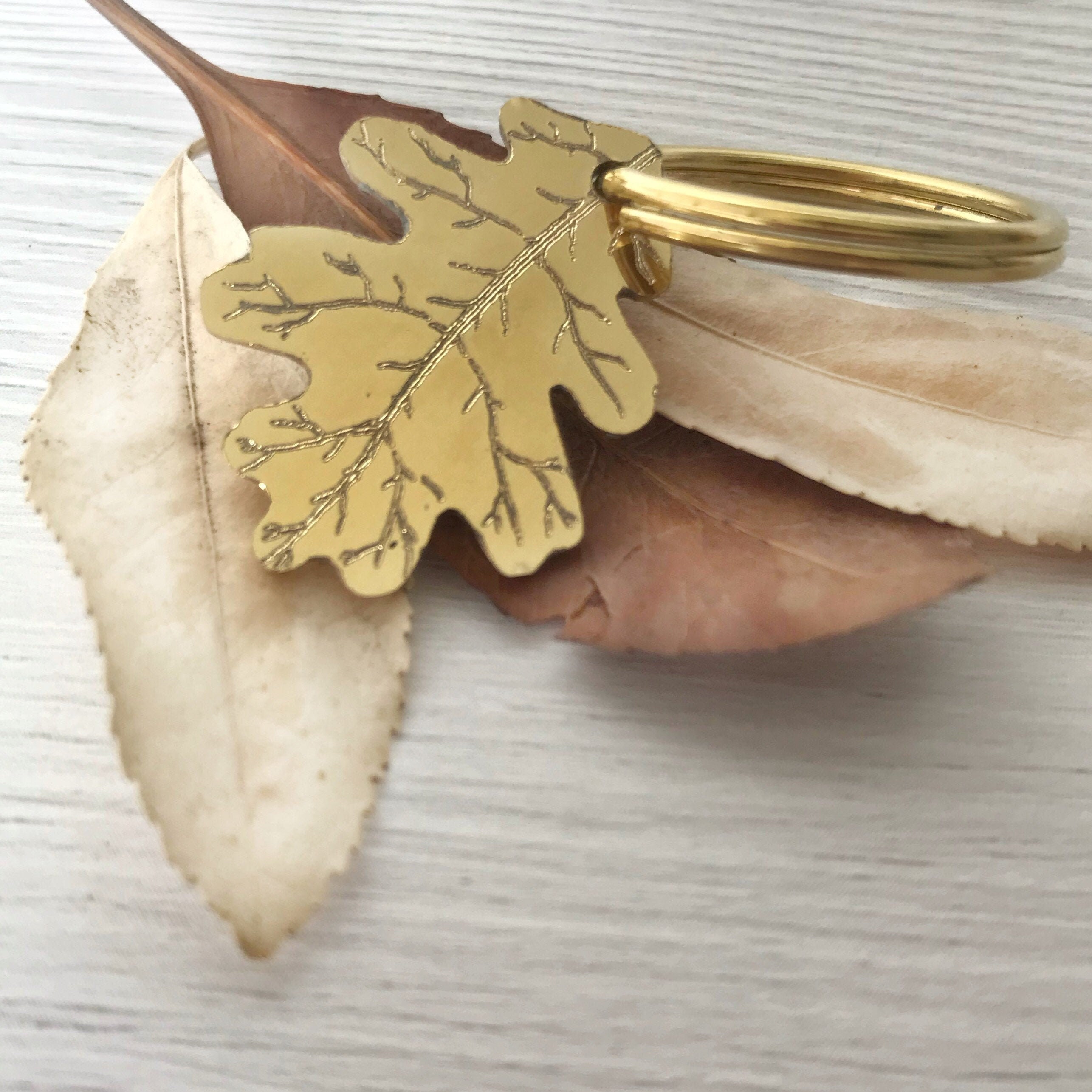 Personalised Oak Leaf Dog ID Name Tag in Brass | Etsy