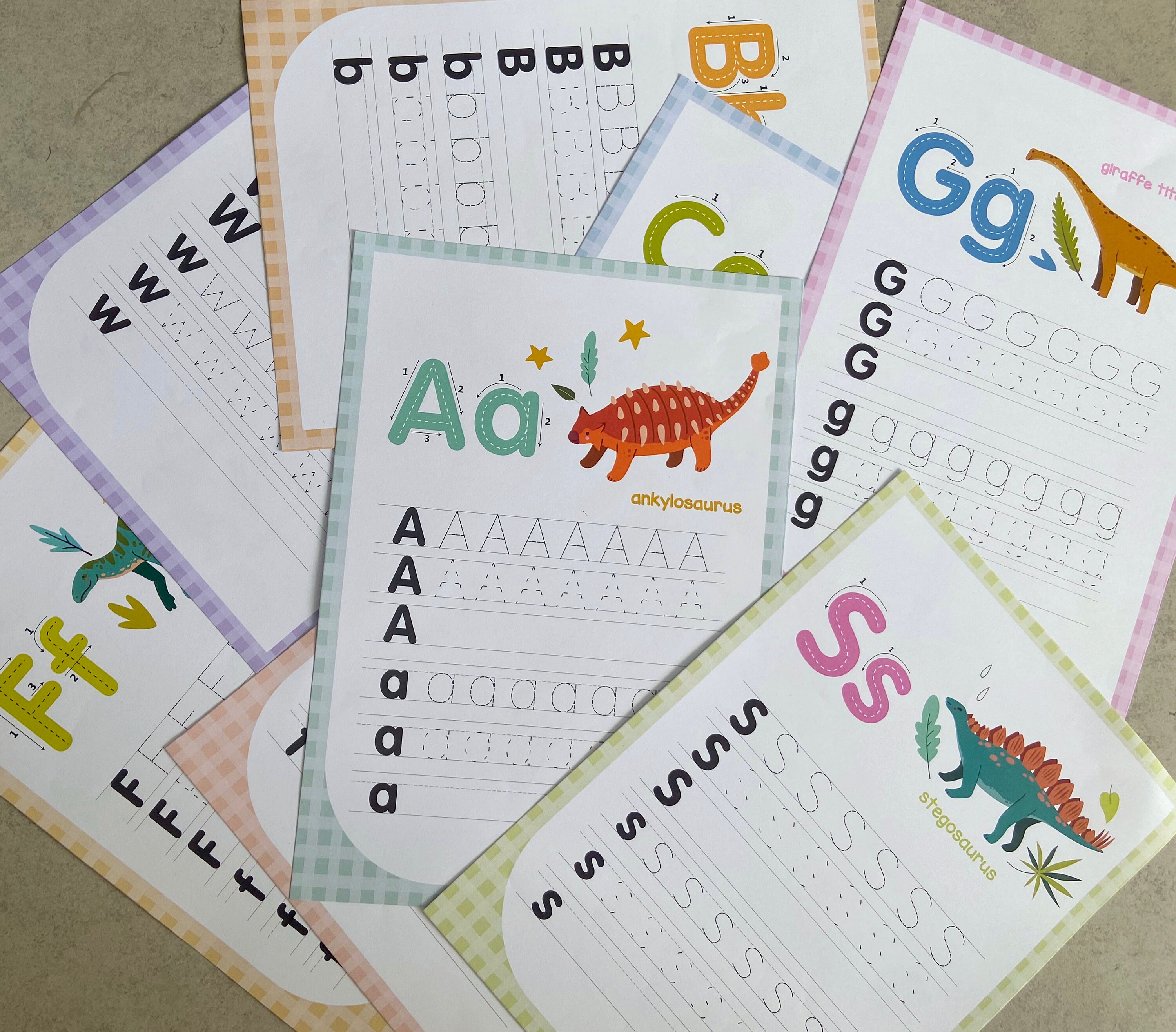 Alphabet ABC Tracing Cards Dinosaurs, Phonics Activity, Preschool ...