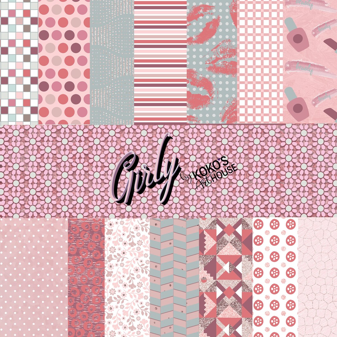 Girly Digital Patterns Papers for Scrapbooks and Planner Stickers ...