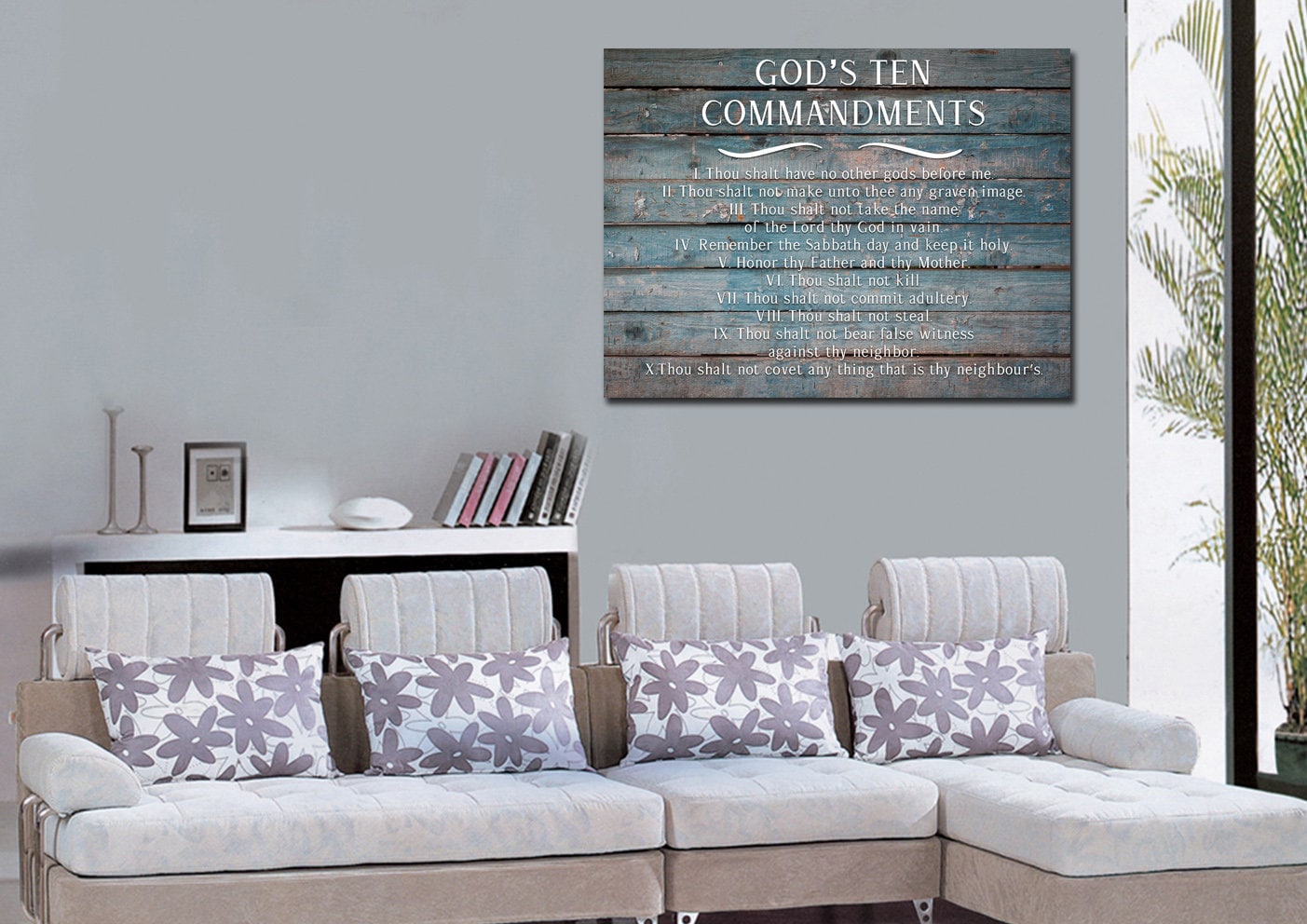 Rustic Wall Image #1 10 Commandments Wall Art Canvas Framed Ten ...