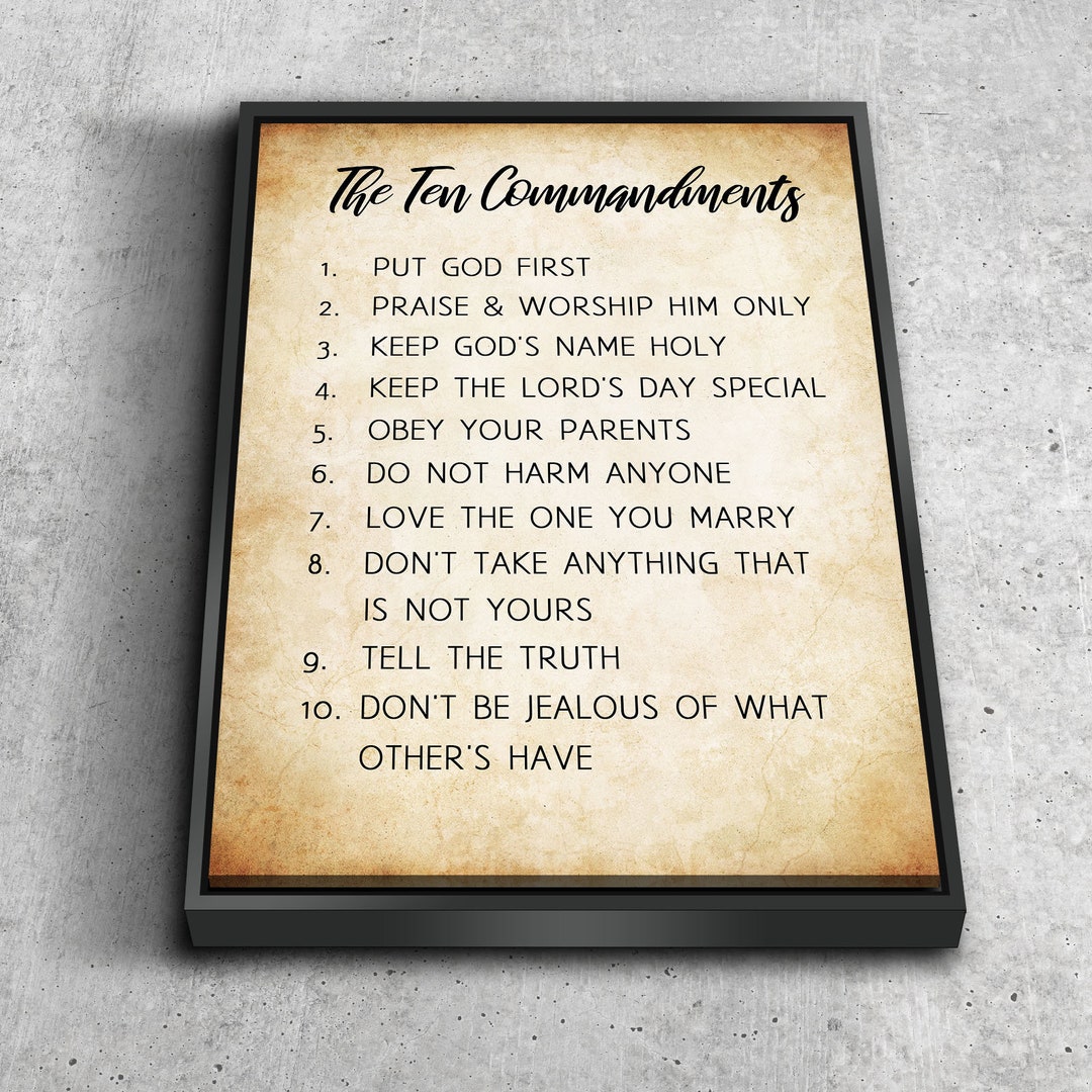 Parched Paper #5 10 Commandments Wall Art Canvas Framed Ten Commandment ...