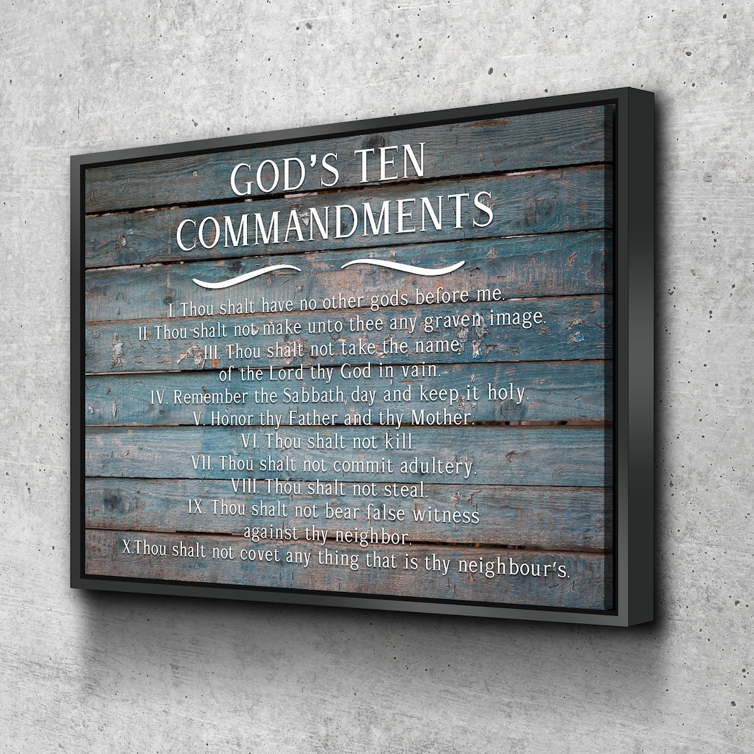 Rustic Wall Image #1 10 Commandments Wall Art Canvas Framed Ten ...