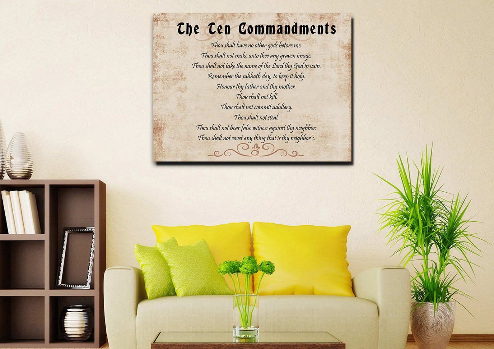 Brown Background 4 10 Commandments Wall Art Canvas Framed Ten - Etsy