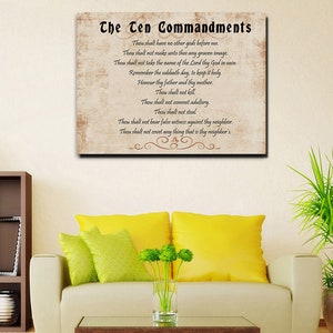 Brown Background #4 10 Commandments Wall Art Canvas Framed Ten ...