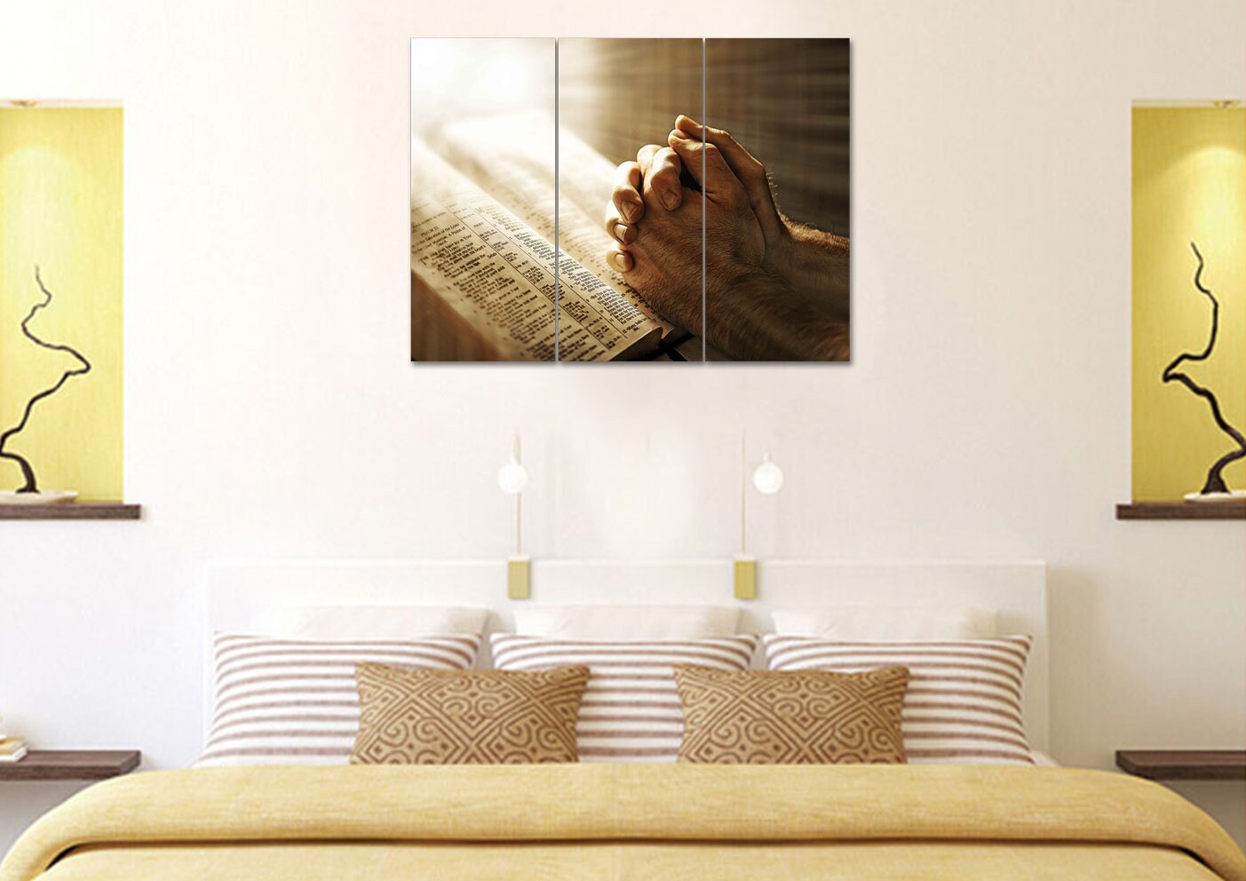 Sunshine on Holy Bible & Praying Hands 15 Hanging Framed - Etsy