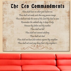 Brown Background #4 10 Commandments Wall Art Canvas Framed Ten ...