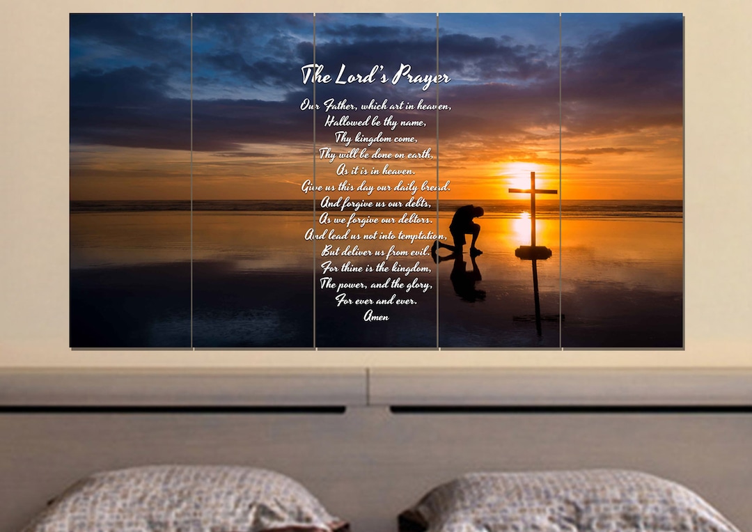 Praying at Cross #8 the Lords Prayer Wall Art | Hanging | Framed | Wall ...