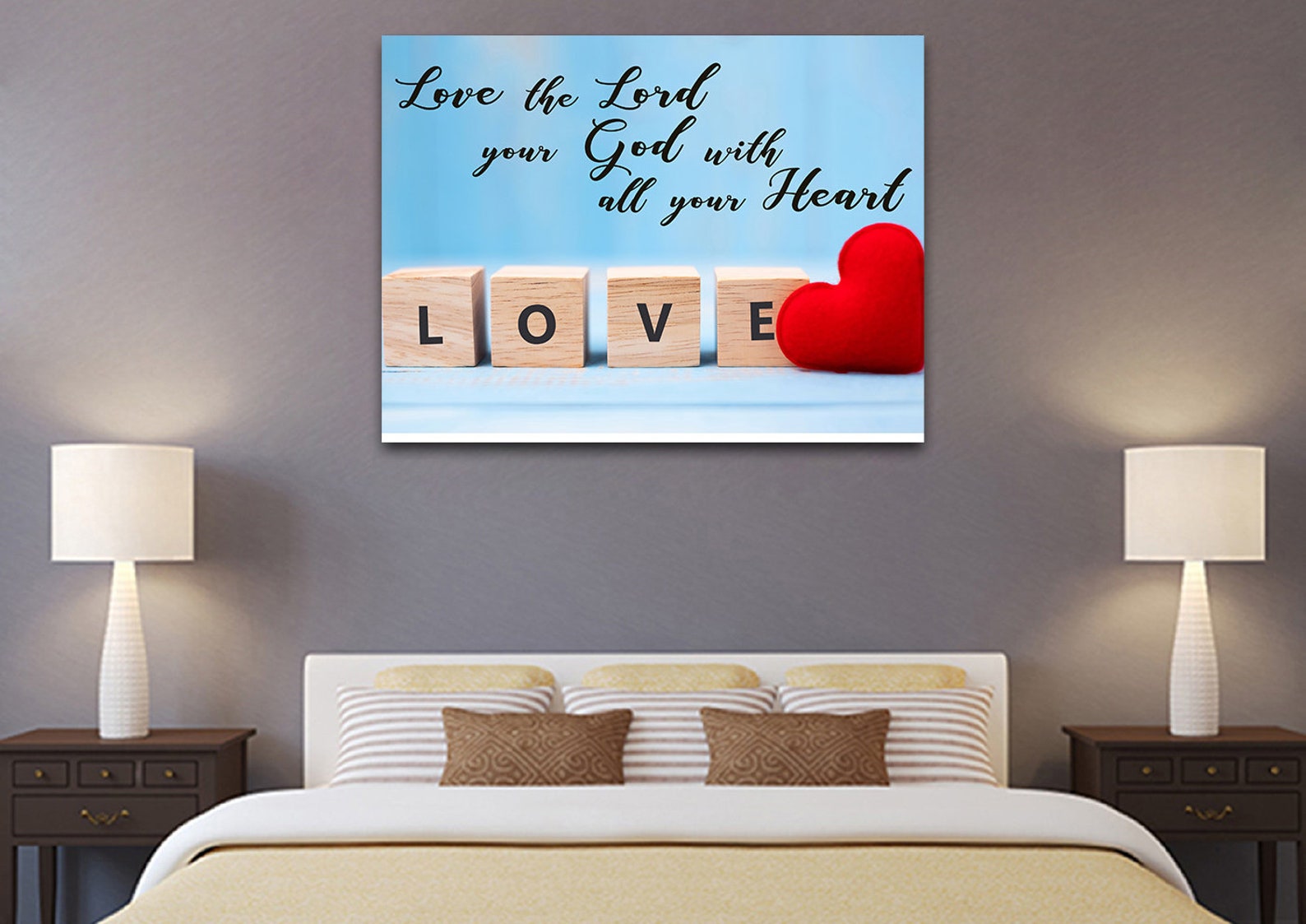 Blocks #4 Love the Lord Your God With All Your Heart Soul Mind Wall Art ...
