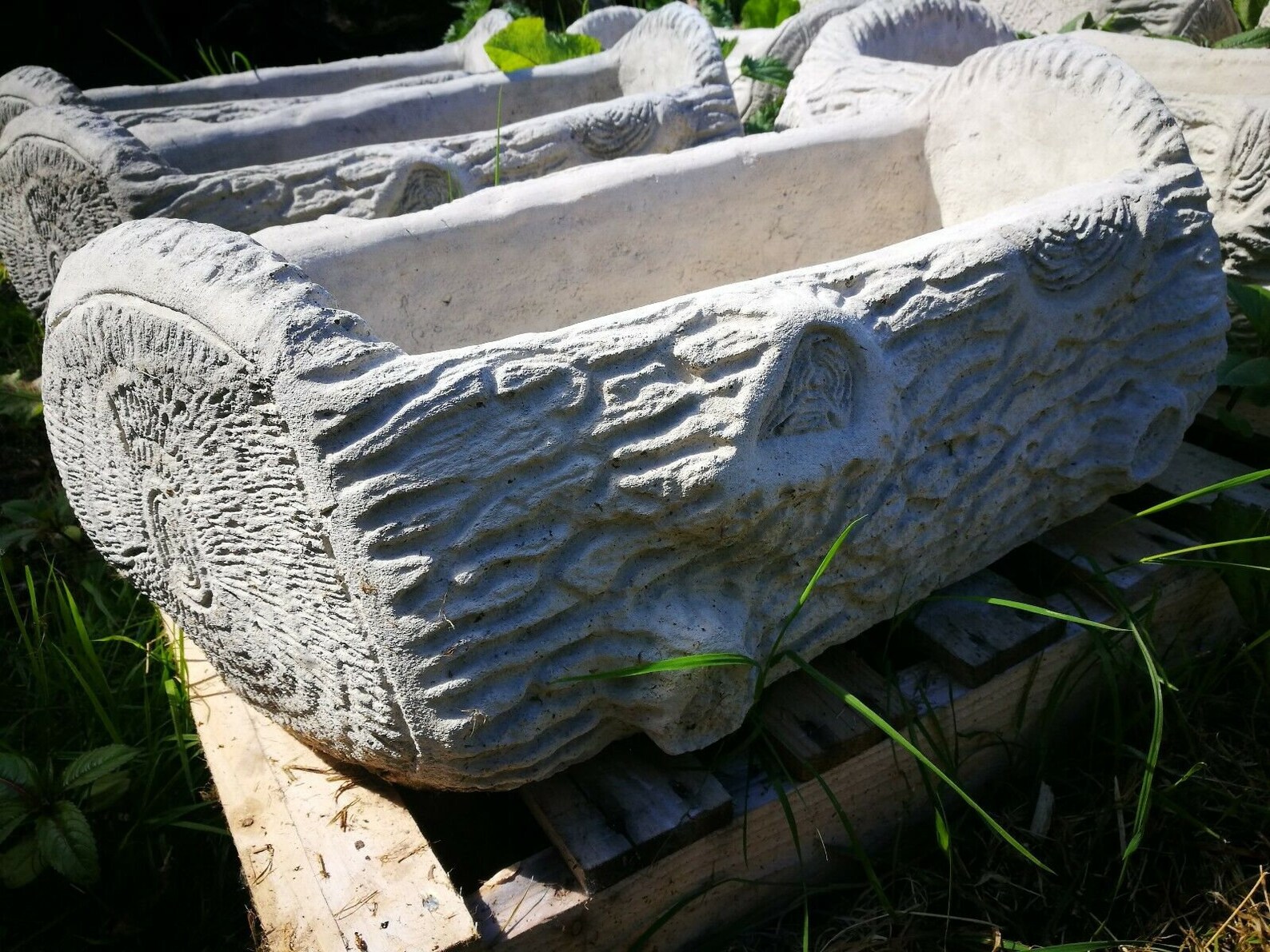 5 Planter's TROUGH With Tree Bark Design in Concrete | Etsy