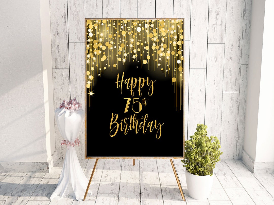 Happy 75th Birthday 75th Birthday Party 75th (Instant Download) - Etsy