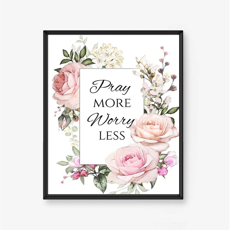 Bible verse print pray more worry less pray more worry | Etsy