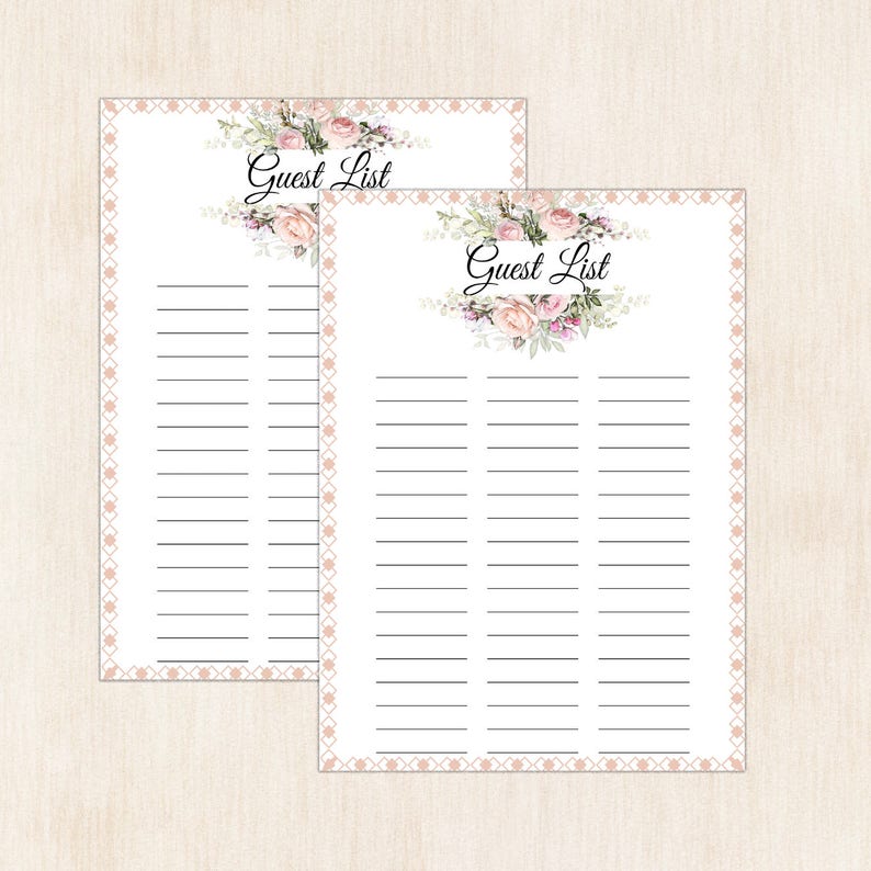Liste des invités imprimable liste des invités imprimer la | Etsy France