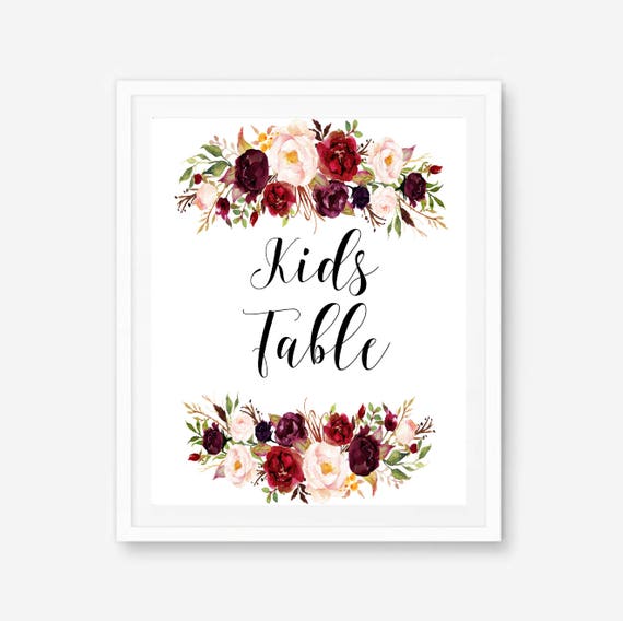 Kids Table Sign Kids Table Kids Corner Wedding Activities | Etsy