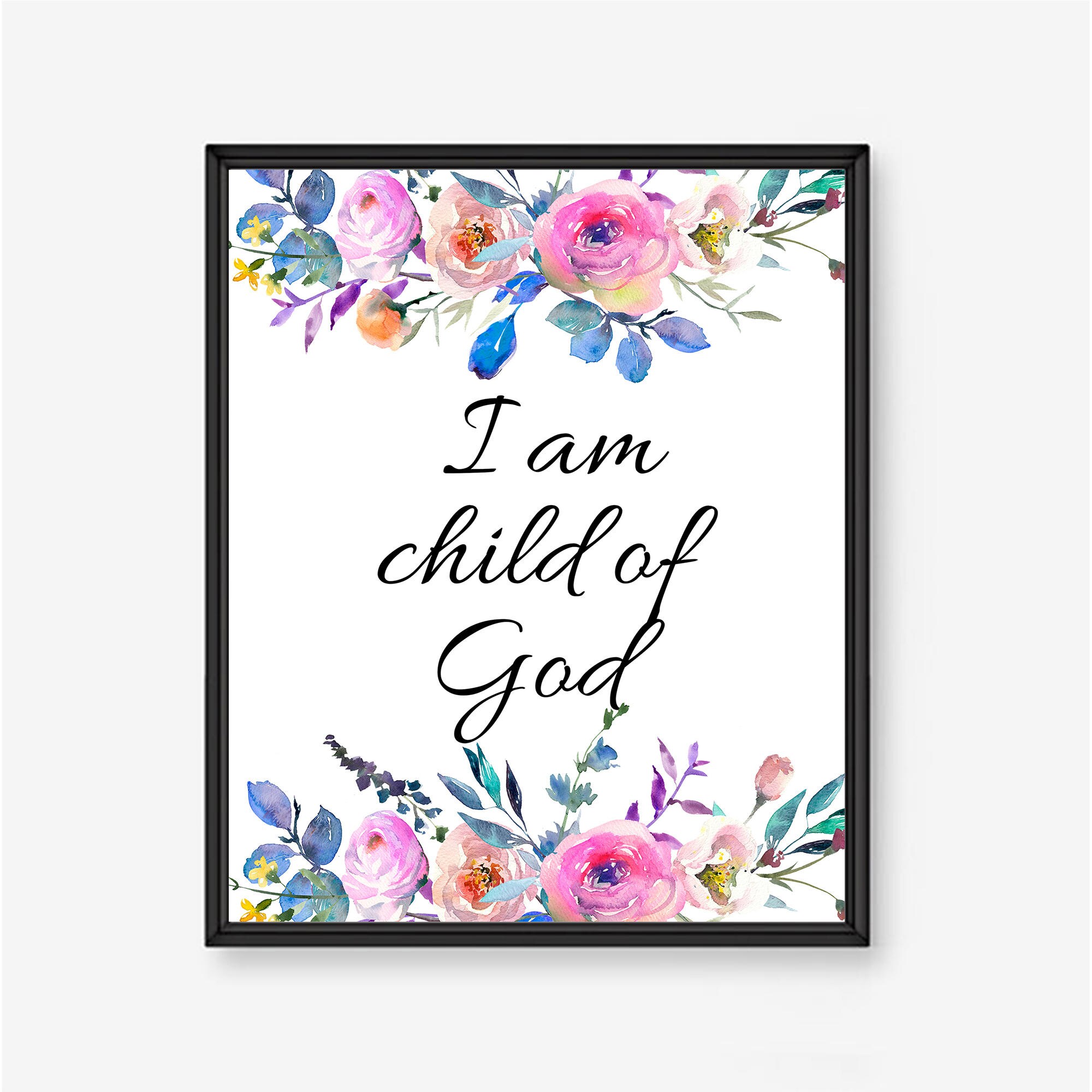 Child of God sign bible verse print Floral christian art I | Etsy