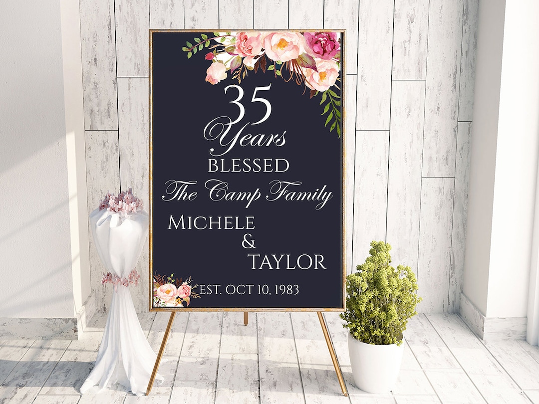 35 Years Blessed 35 Year Anniversary 35th Party Cheers to - Etsy