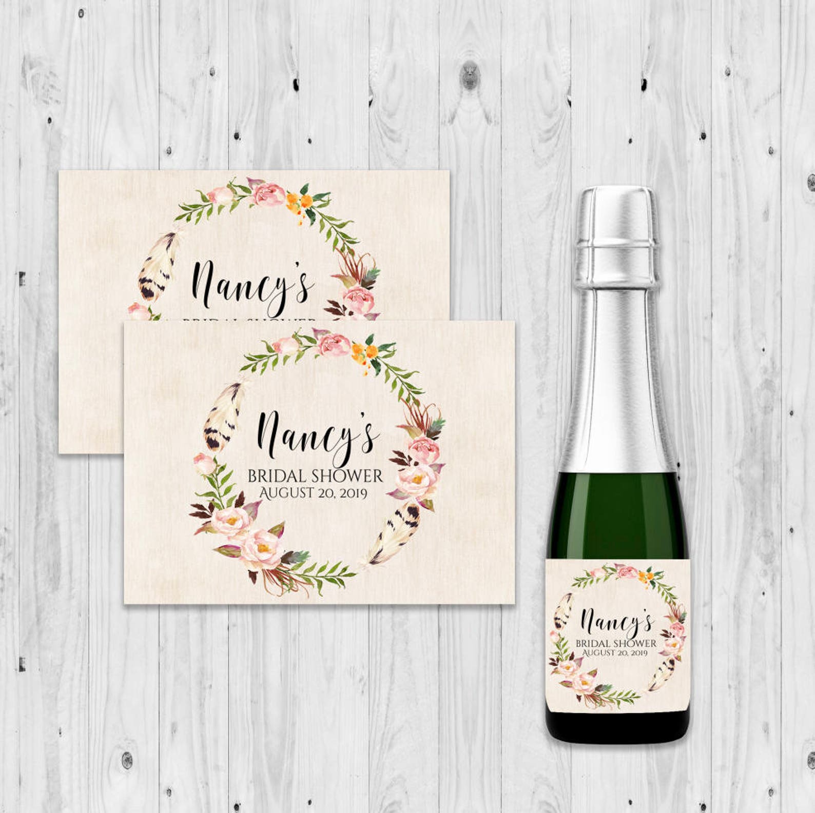 Mini Wine Label Mini Champagne Label Floral Bottle Labels | Etsy
