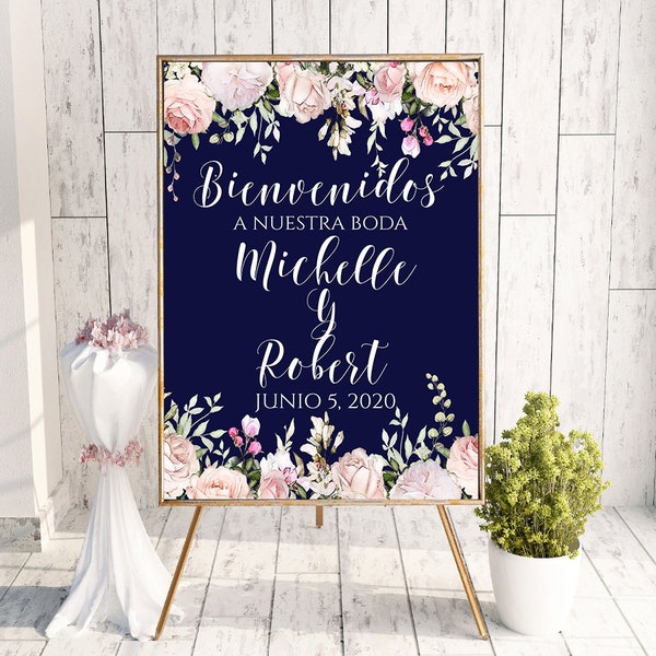 Bilingual Wedding Welcome Sign - Etsy