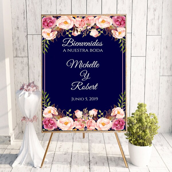 Bilingual Wedding Welcome Sign - Etsy