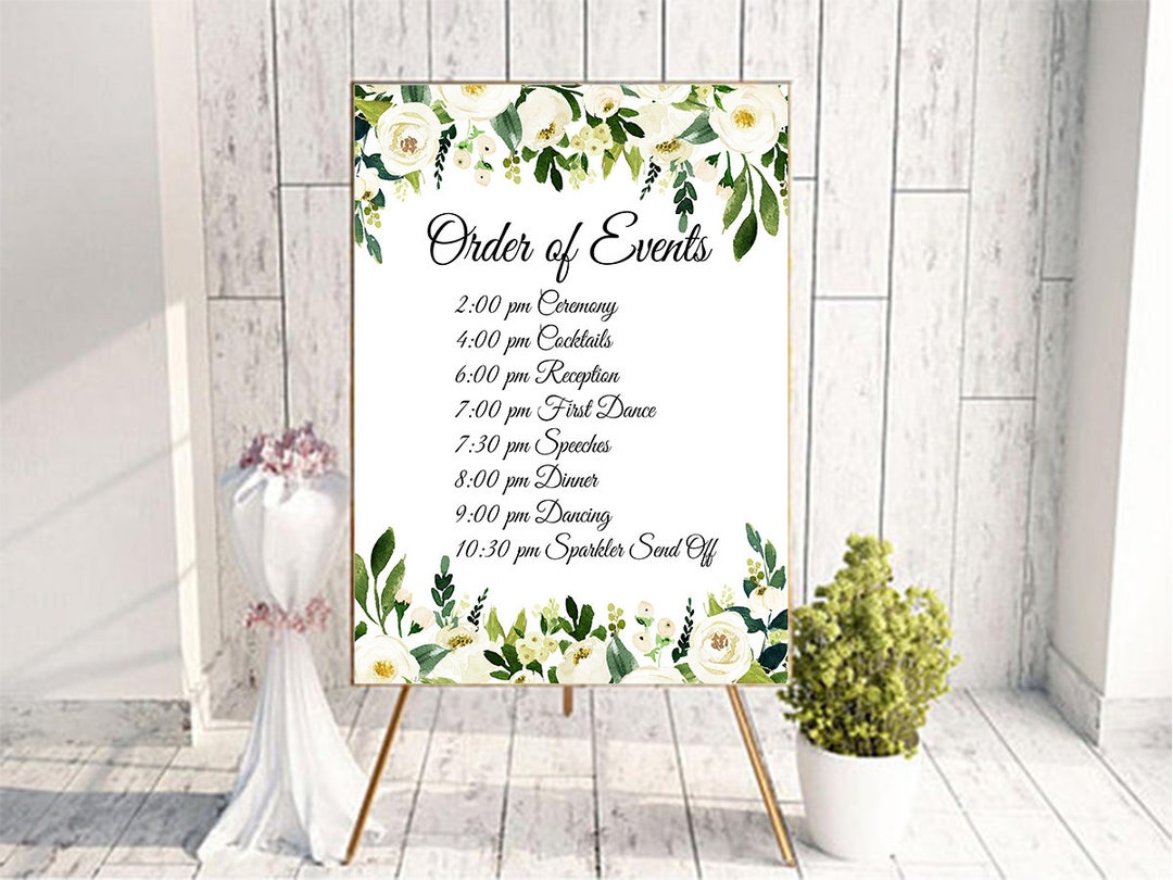 Printable Timeline Order of Events Sign Wedding Schedule - Etsy