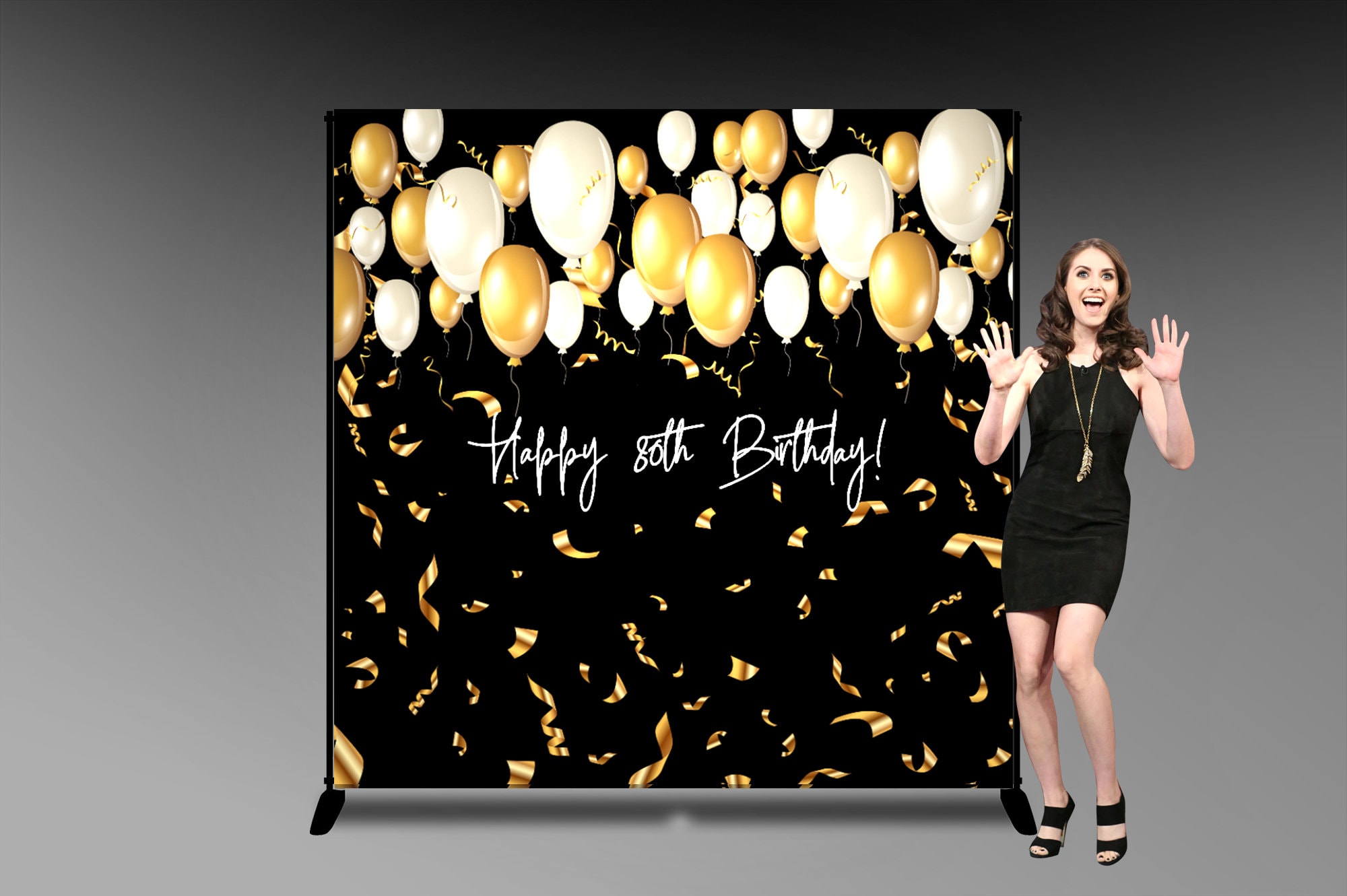 Black and Gold Happy 80th Birthday Signs - Etsy