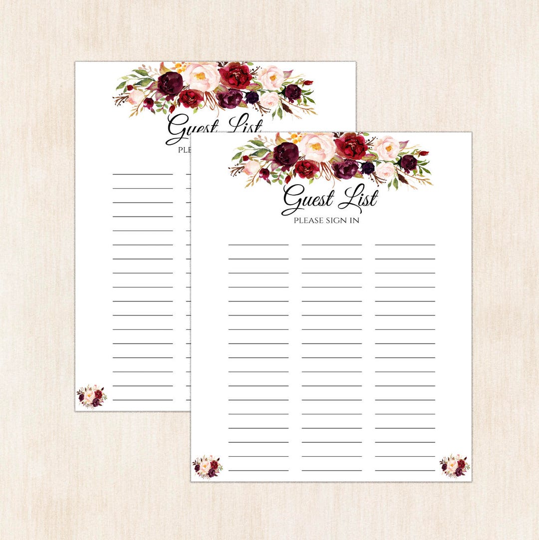 Liste des invités imprimable liste des invités imprimer la - Etsy France