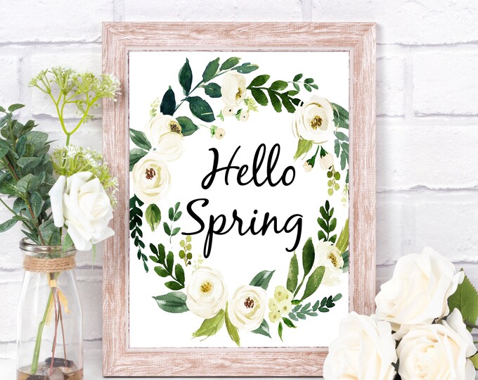 Hello Spring, Hello Spring Print, Hello Spring Sign, Welcome Spring Art ...