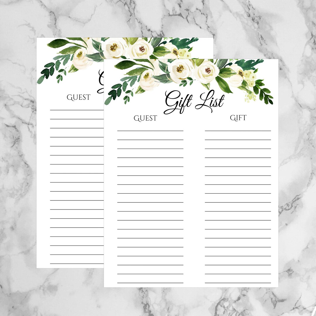 Printable Gift List, Gift Tracker, Gift List Printable, Shower Gift ...