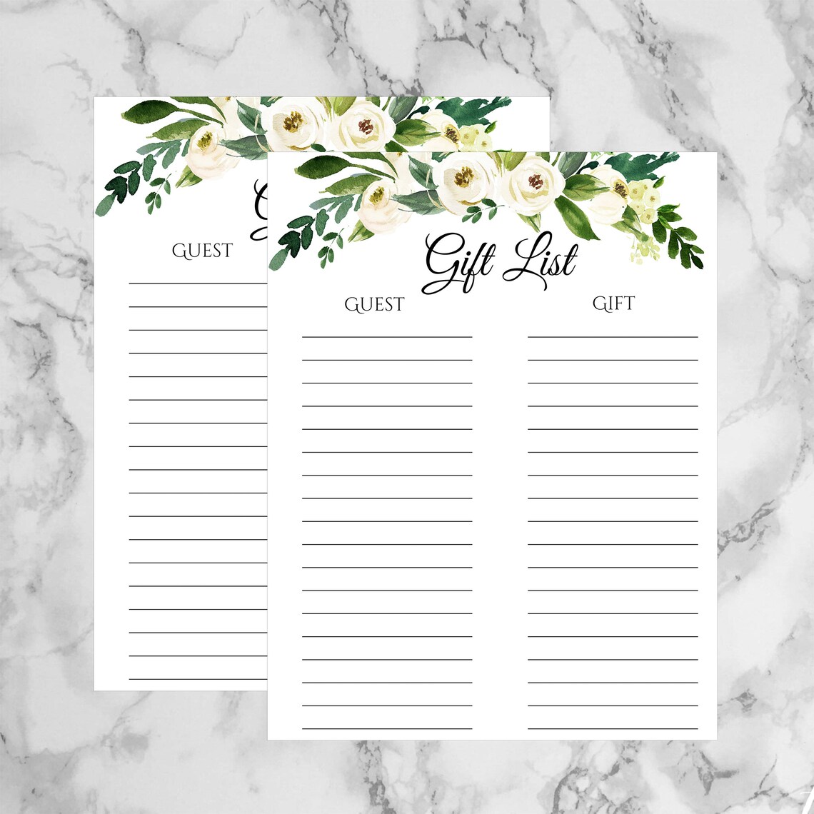 Printable Gift List Gift Tracker Gift List Printable Shower | Etsy