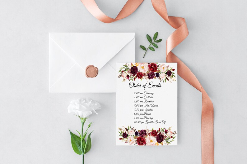 Printable timeline order of events sign wedding schedule | Etsy