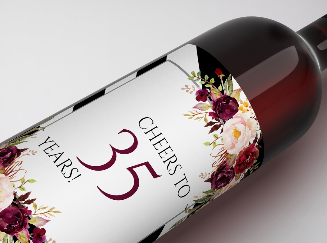 Cheers to 35 Years Cheers Wine Label Editable Wine Label - Etsy